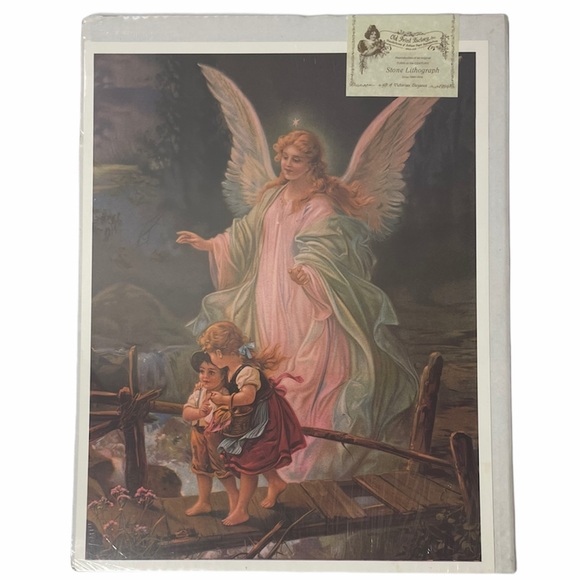 Vintage | Accents | Vintage Picture Victorian Guardian Angel Stone ...